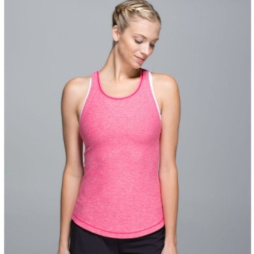 Lululemon Think Fast Tank Dark Pink Heathered Boom Ju… - Gem